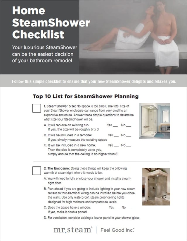 Download the Steam Shower Project Planning Checklist